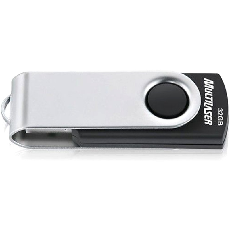 Pen Drive Multilaser 32GB - Preto com Prata | CB Acessórios