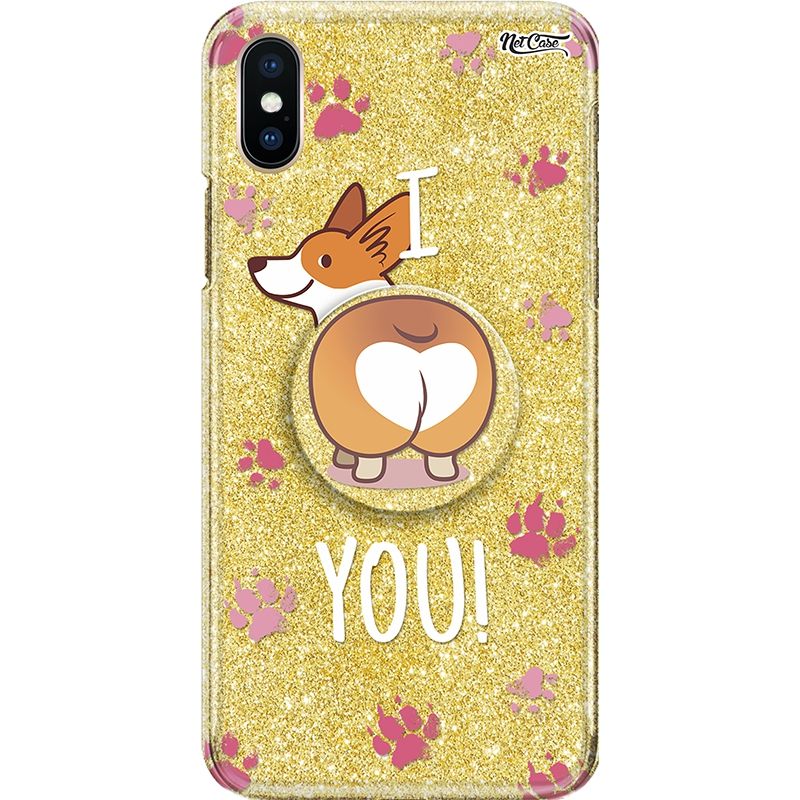 Capa Netcase Glitter + Pop 3in1 Dourado - I Dog You | CB Acessórios Capa Netcase Glitter + Pop 3in1 Dourado - I Dog You | CB Acessórios