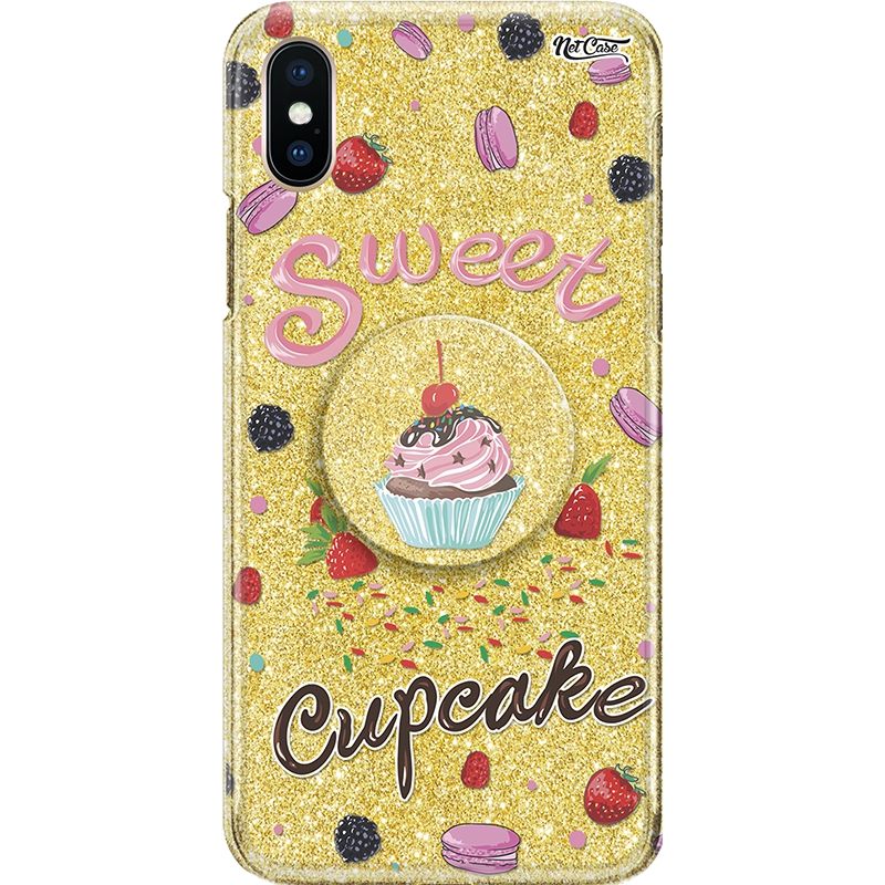 Capa Netcase Glitter + Pop 3in1 Dourado - Sweet Cupcake | CB Acessórios Capa Netcase Glitter + Pop 3in1 Dourado - Sweet Cupcake | CB Acessórios